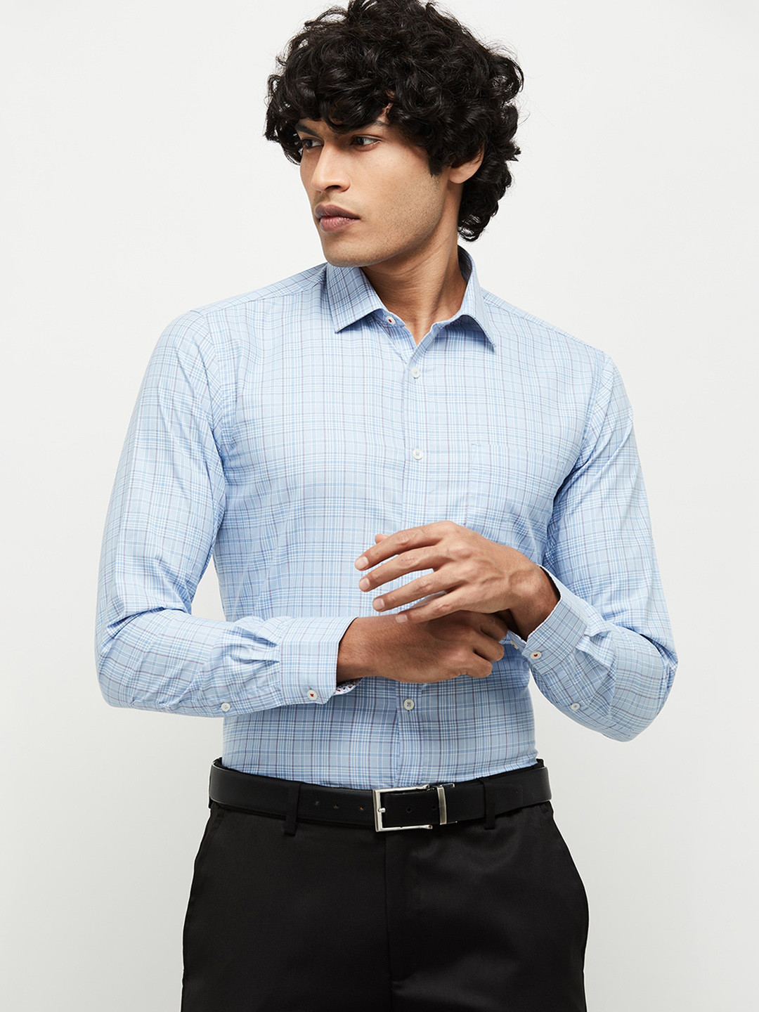 Buy Max Men Blue Slim Fit Checked Formal Shirt - Shirts for Men ...