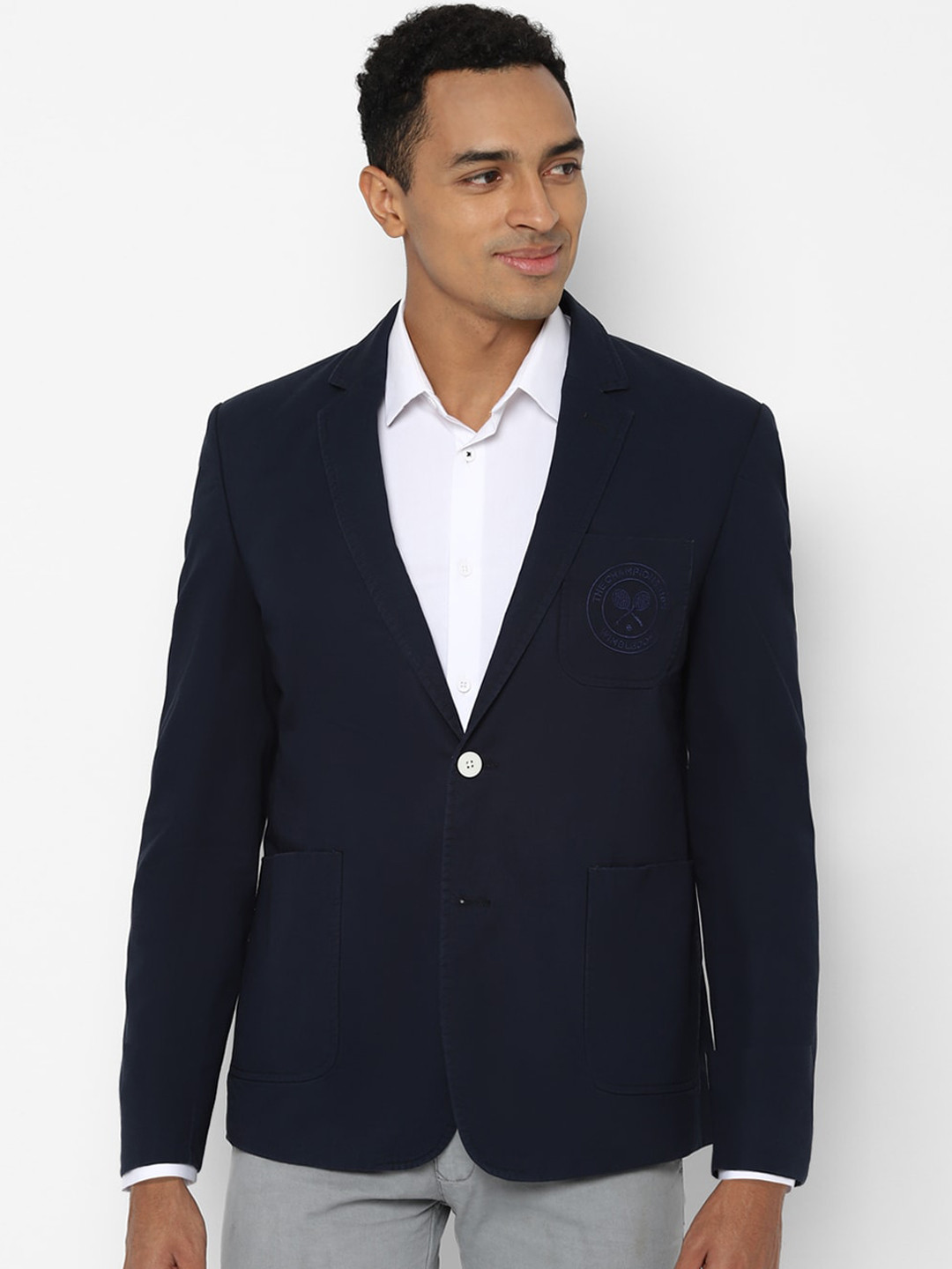Buy Solly Sport Men Navy Blue Solid Single Breasted Wimbledon Blazer ...