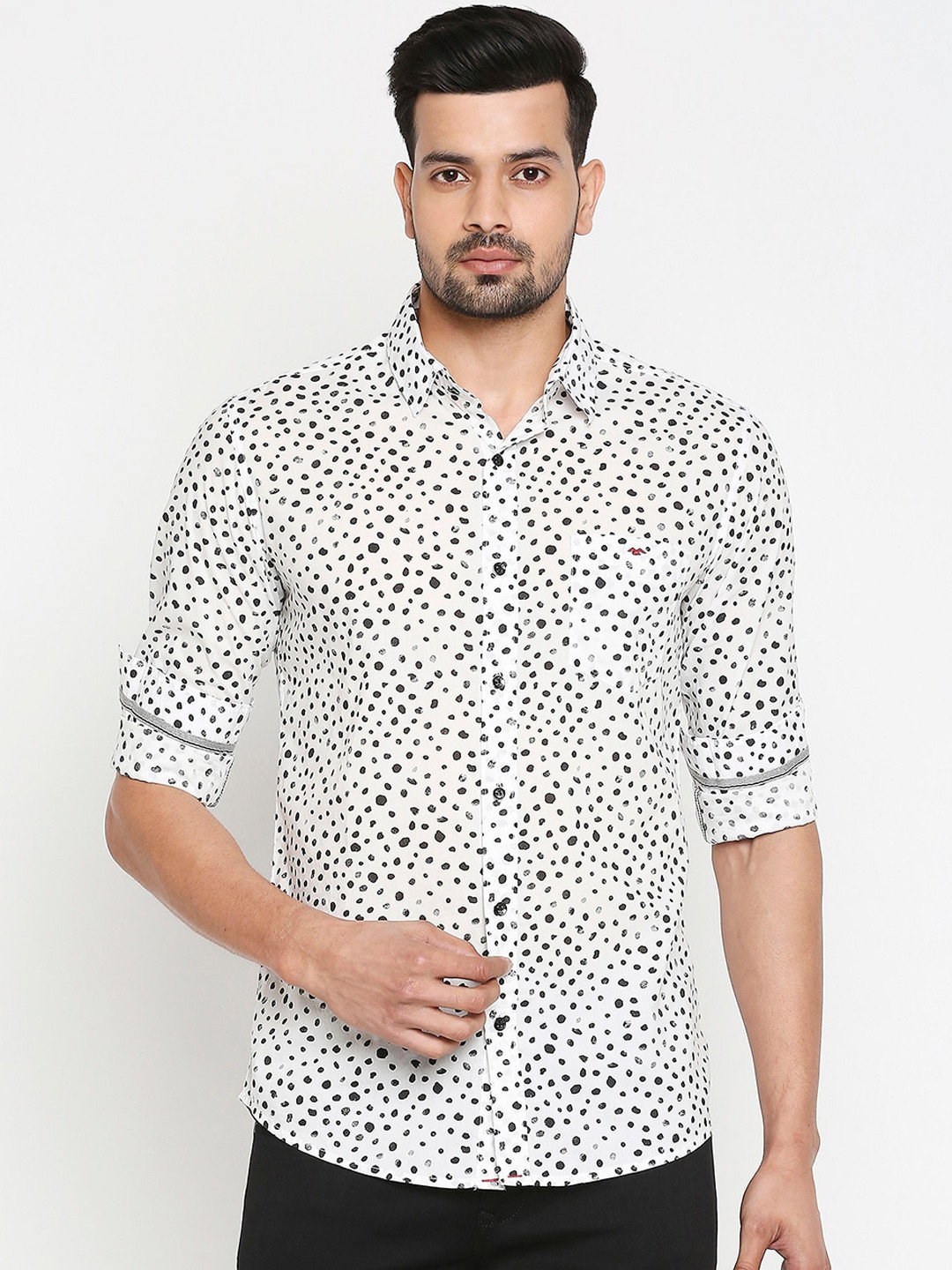 Buy Mufti Men White Slim Fit Printed Casual Shirt - Shirts for Men ...