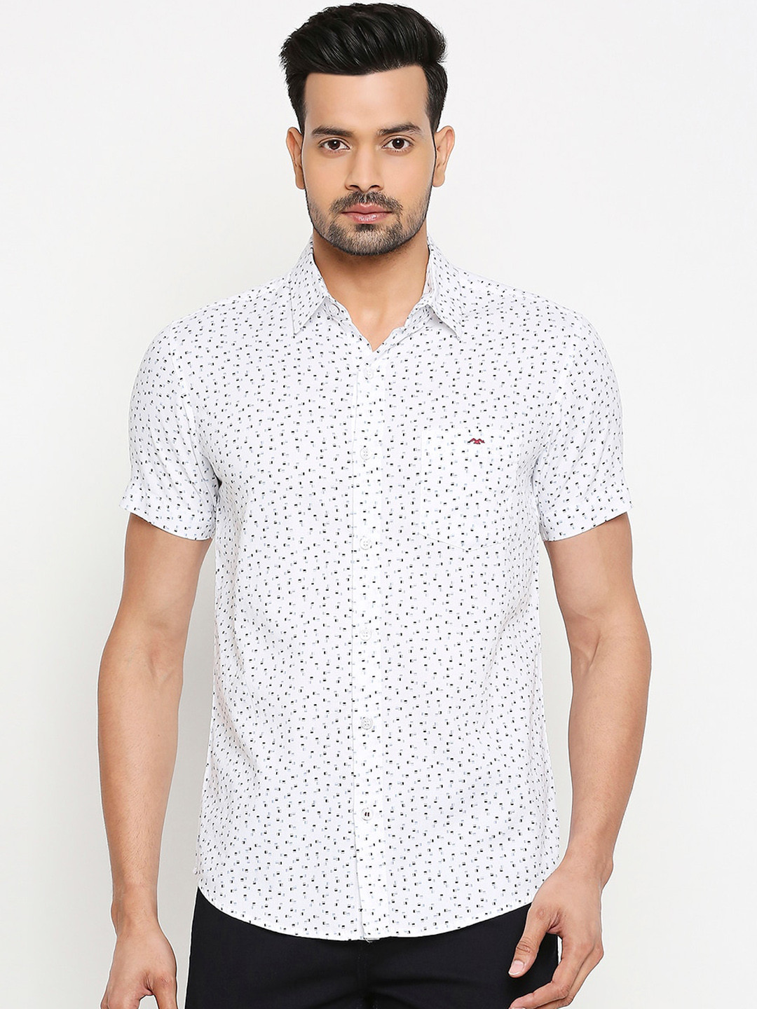 Buy Mufti Men White Slim Fit Printed Casual Shirt - Shirts for Men ...