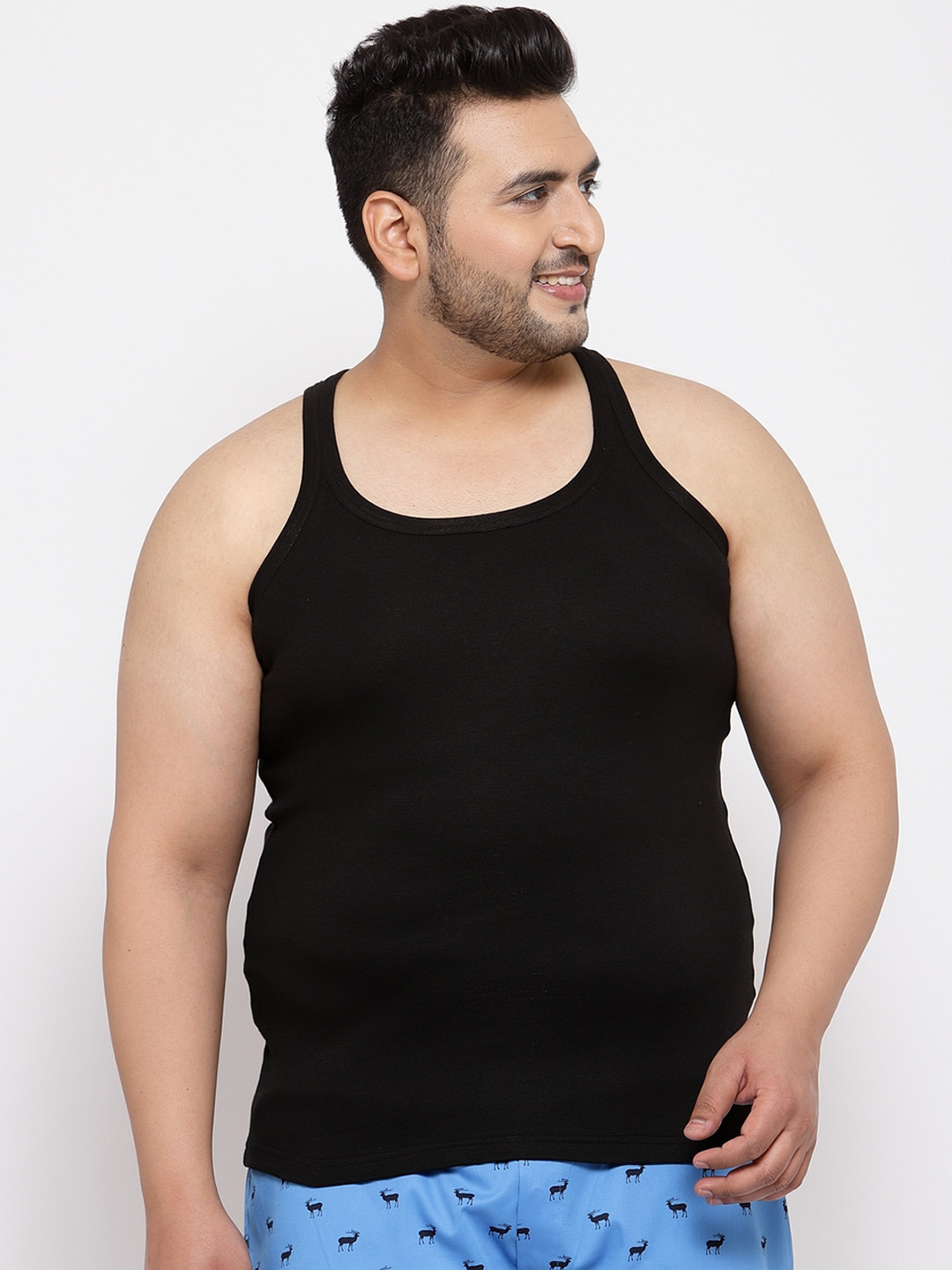 Buy PlusS Men Plus Size Black Solid Innerwear Vest MSD9807 - Innerwear ...