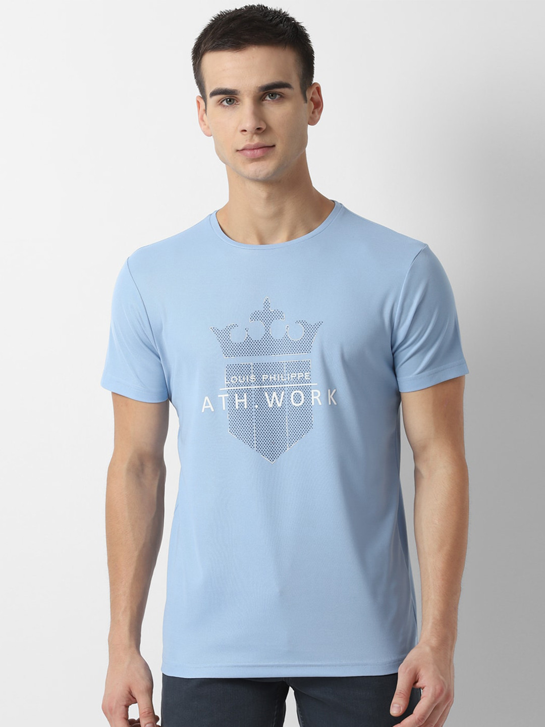 Buy Louis Philippe Sport Men Blue Brand Logo Printed Round Neck T Shirt ...