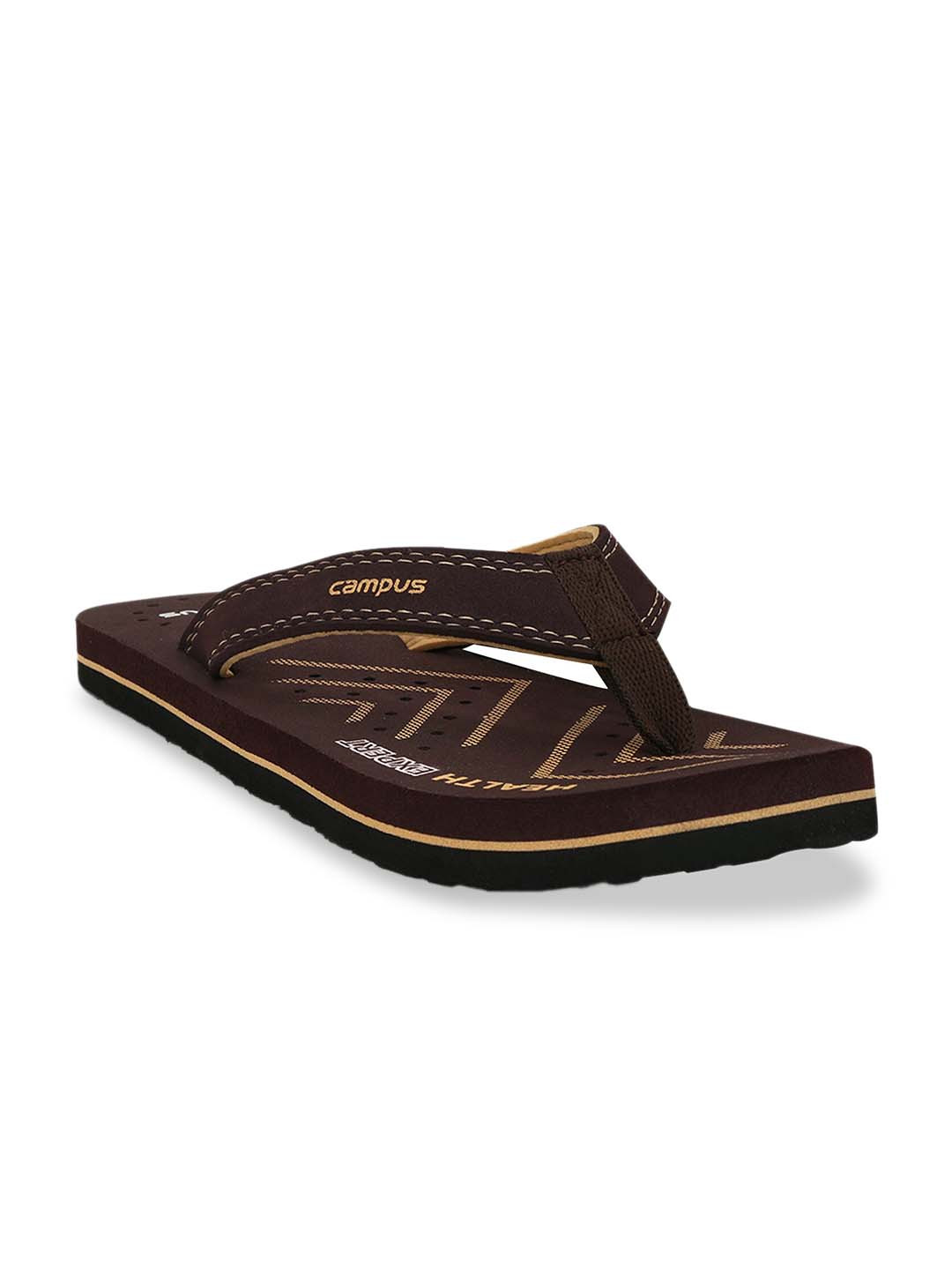 Buy Campus Women Brown & Beige Printed Thong Flip Flops - Flip Flops ...
