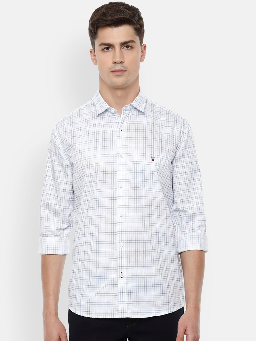 Buy Louis Philippe Sport Men White Slim Fit Cotton Checked Casual Shirt ...