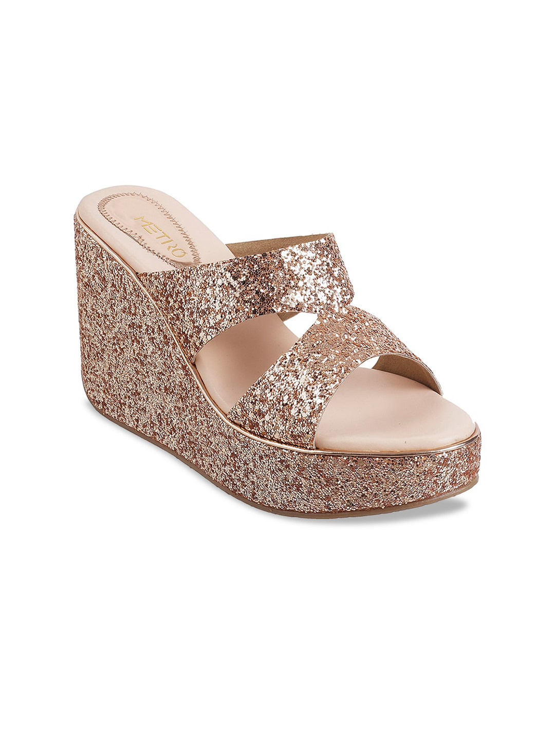 Buy Metro Women Bronze Toned Embellished Sandals - Heels for Women ...