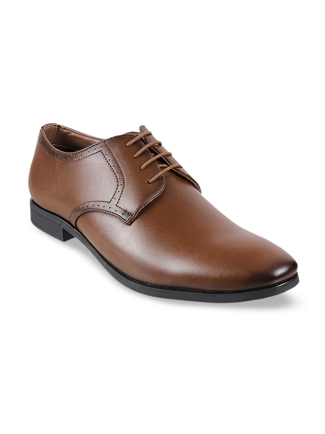 Buy WALKWAY By Metro Men Tan Brown Solid Formal Derbys - Formal Shoes ...