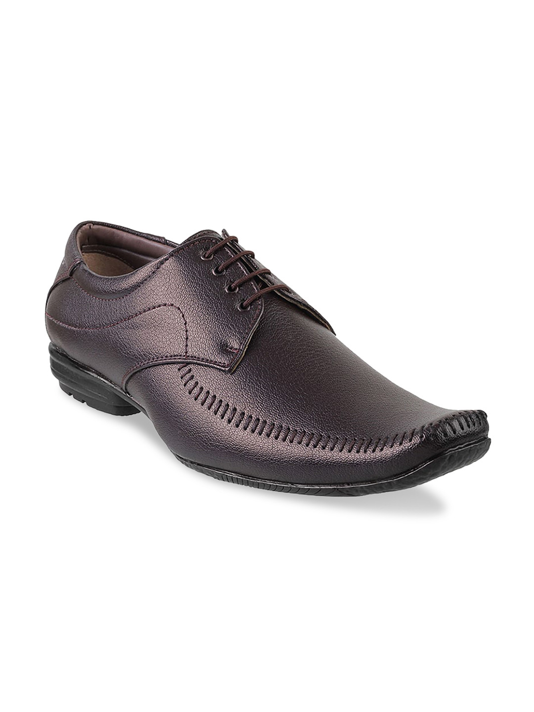 Buy WALKWAY By Metro Men Brown Textured Formal Derbys - Formal Shoes ...