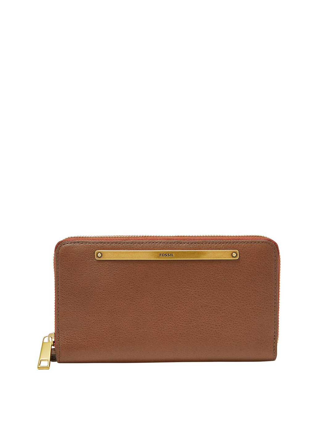 Buy Fossil Women Brown Textured Leather Zip Around Wallet - Wallets for ...