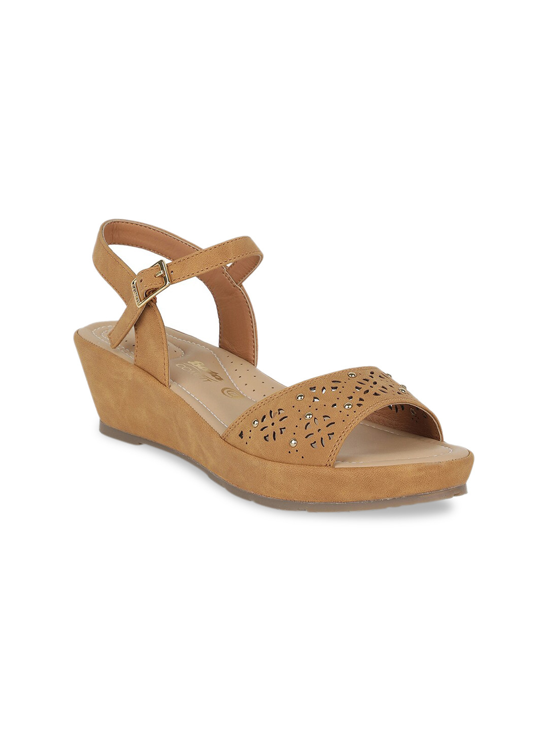 Buy Bata Comfit Women Tan Solid Sandals - Heels for Women 14365712 | Myntra