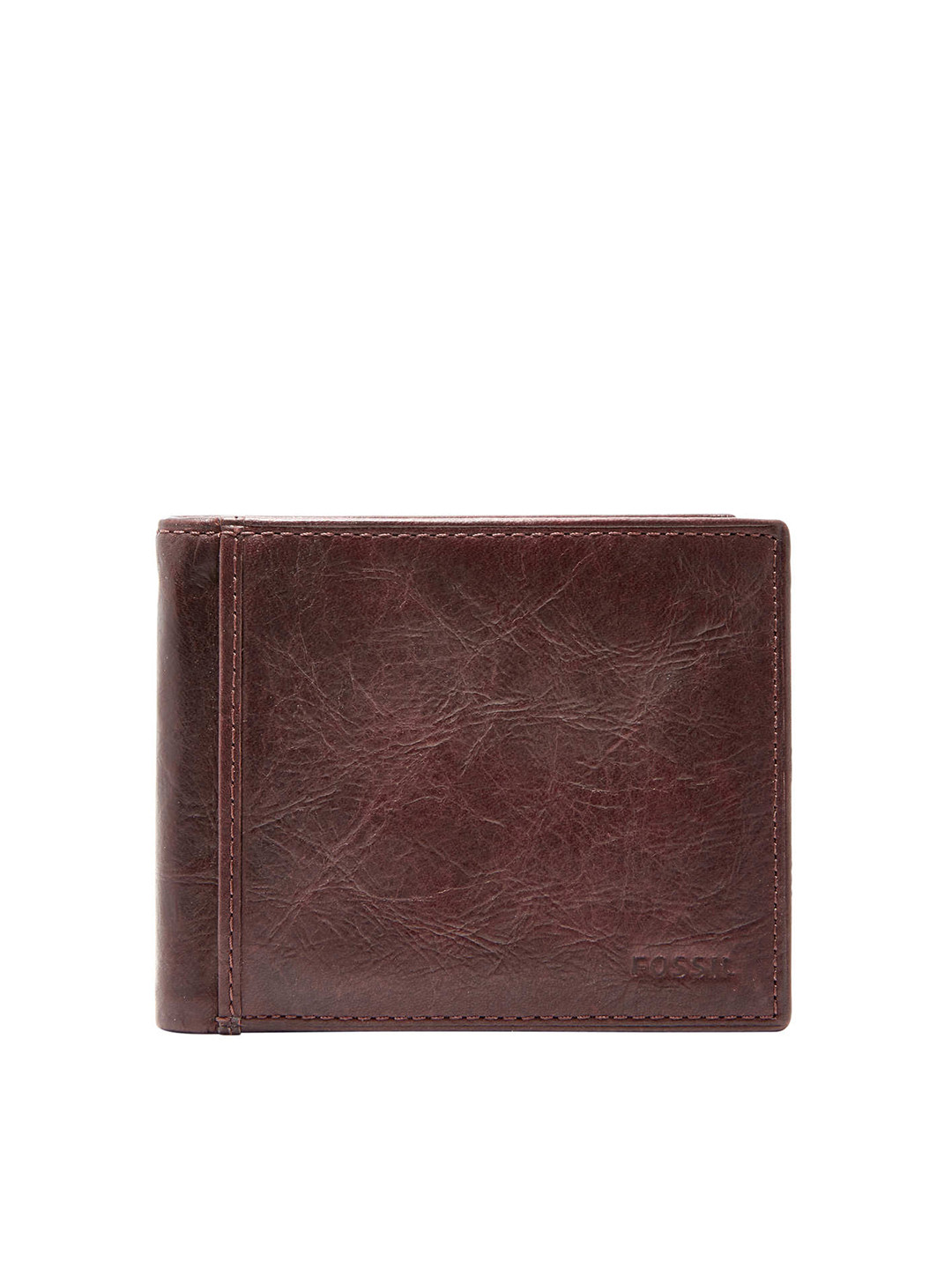 Buy Fossil Men Brown Textured Two Fold Leather Wallet - Wallets for Men ...