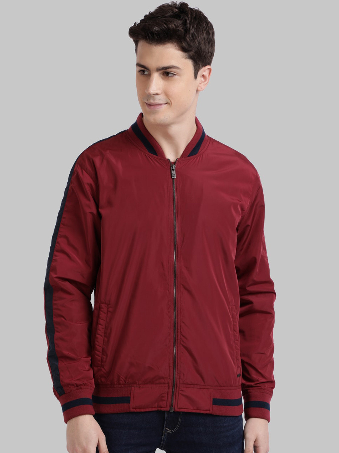 Buy Parx Men Maroon Solid Bomber Jacket - Jackets for Men 14397528 | Myntra