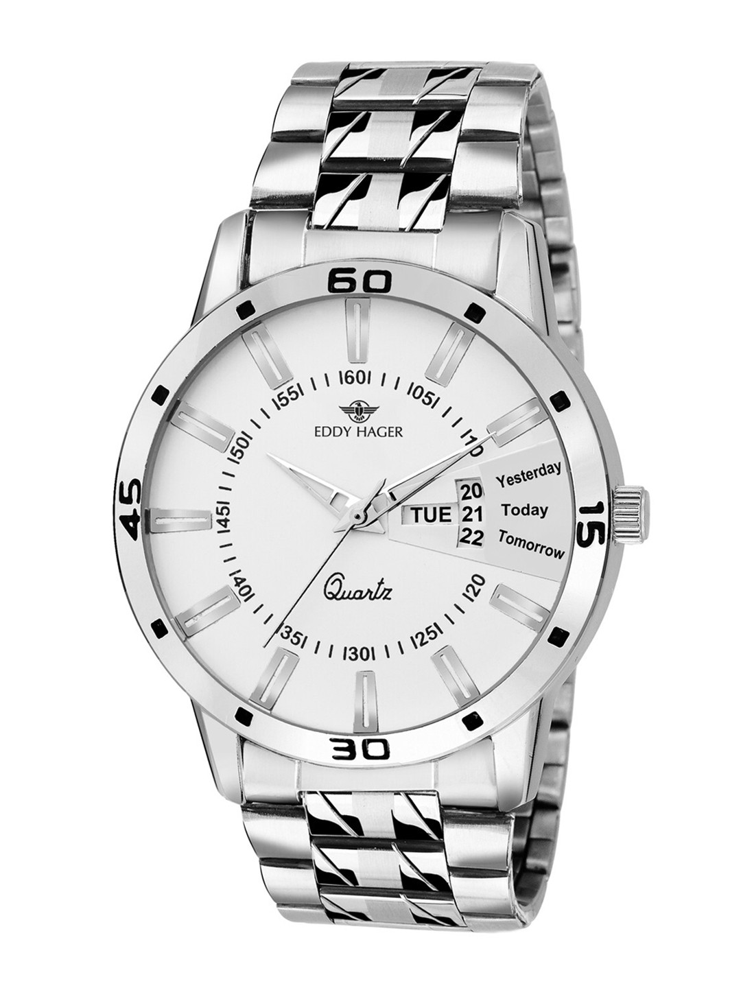 Buy EDDY HAGER Men Silver Toned & White Analogue Watch EH 238 WH ...