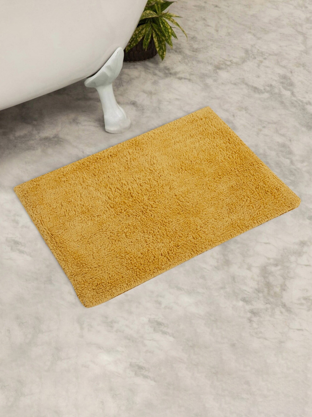 Buy Home Centre Yellow Solid 1400 GSM Bath Mat - Bath Rugs for Unisex ...