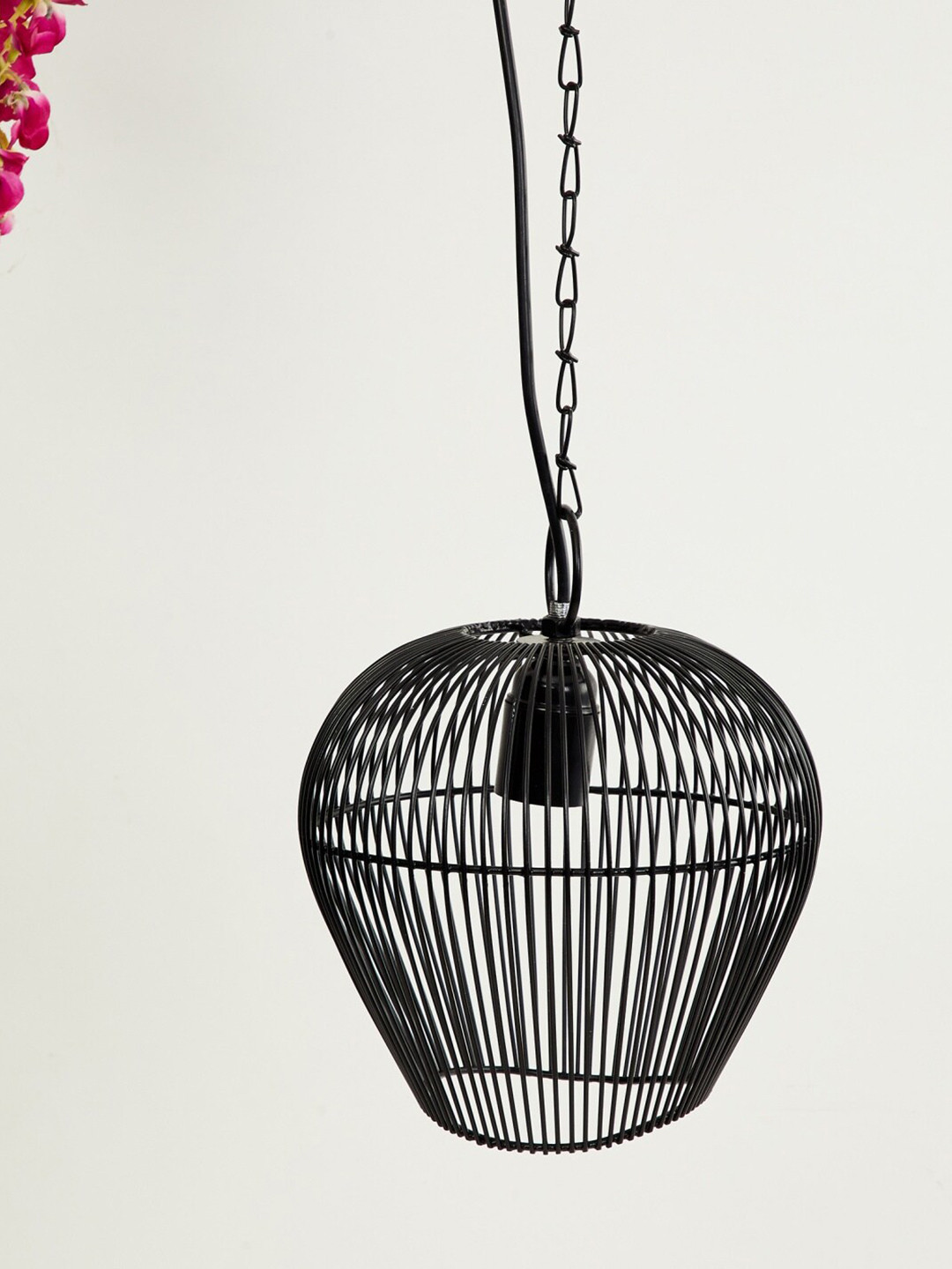 Buy Home Centre Black Solid Contemporary Metal Wire Pendant Lamp ...