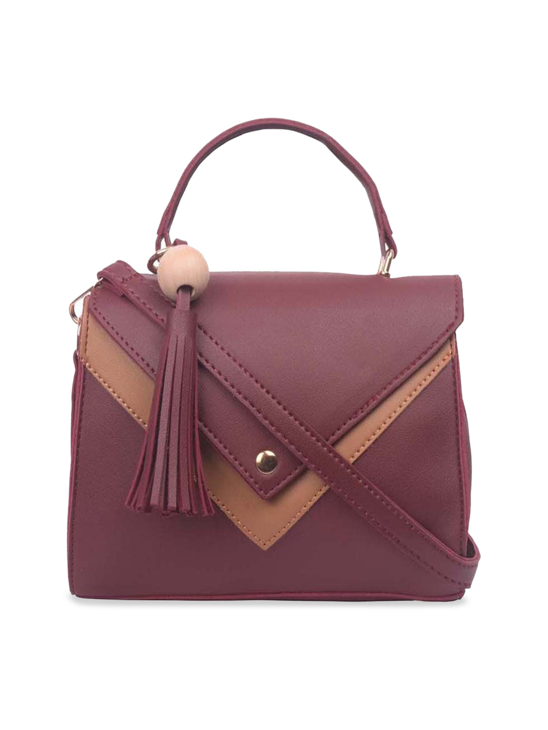 Buy Bagkok Maroon Solid Handheld Bag - Handbags for Women 14259498 | Myntra