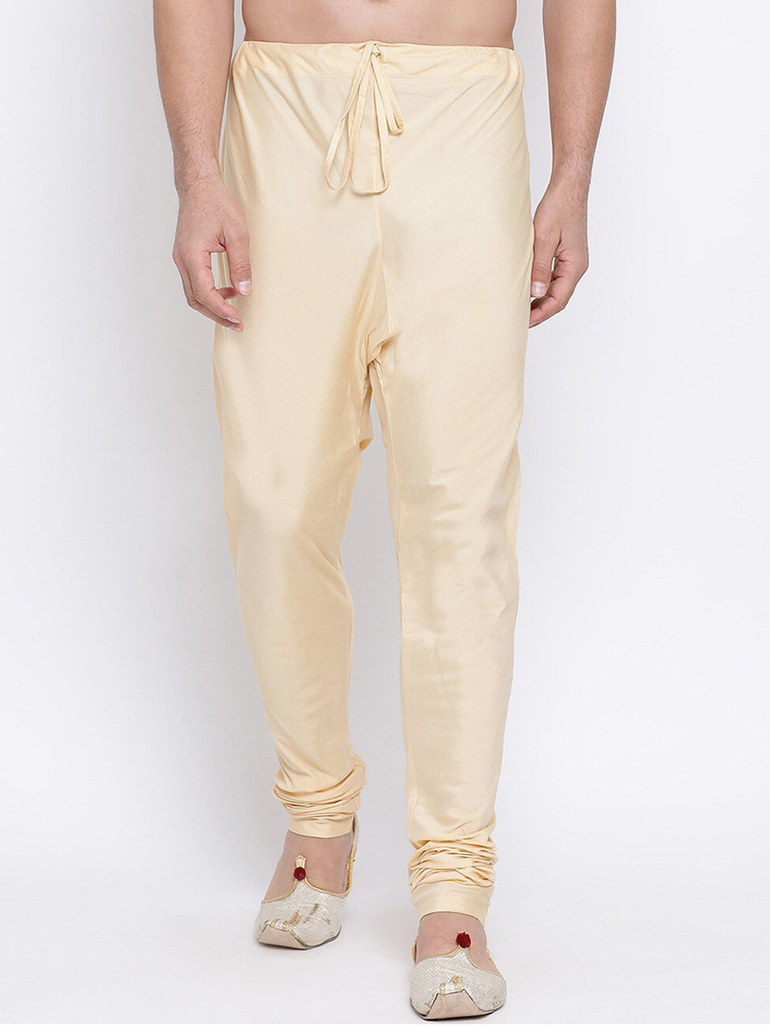 Buy NAMASKAR Men Beige Solid Pure Silk Churidar - Churidar for Men ...