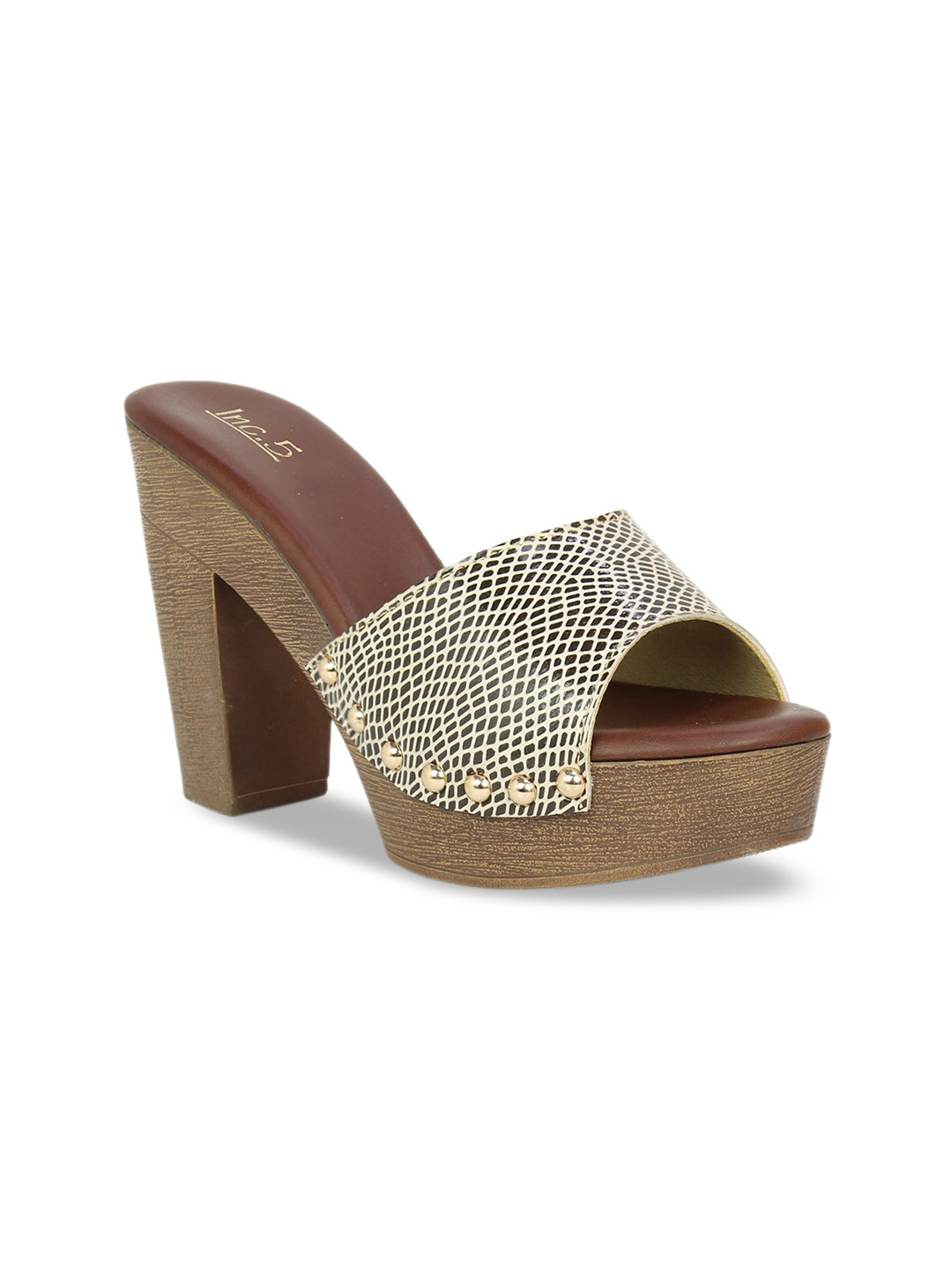 Buy Inc 5 Women Beige Woven Design Mules - Heels for Women 14268834 ...