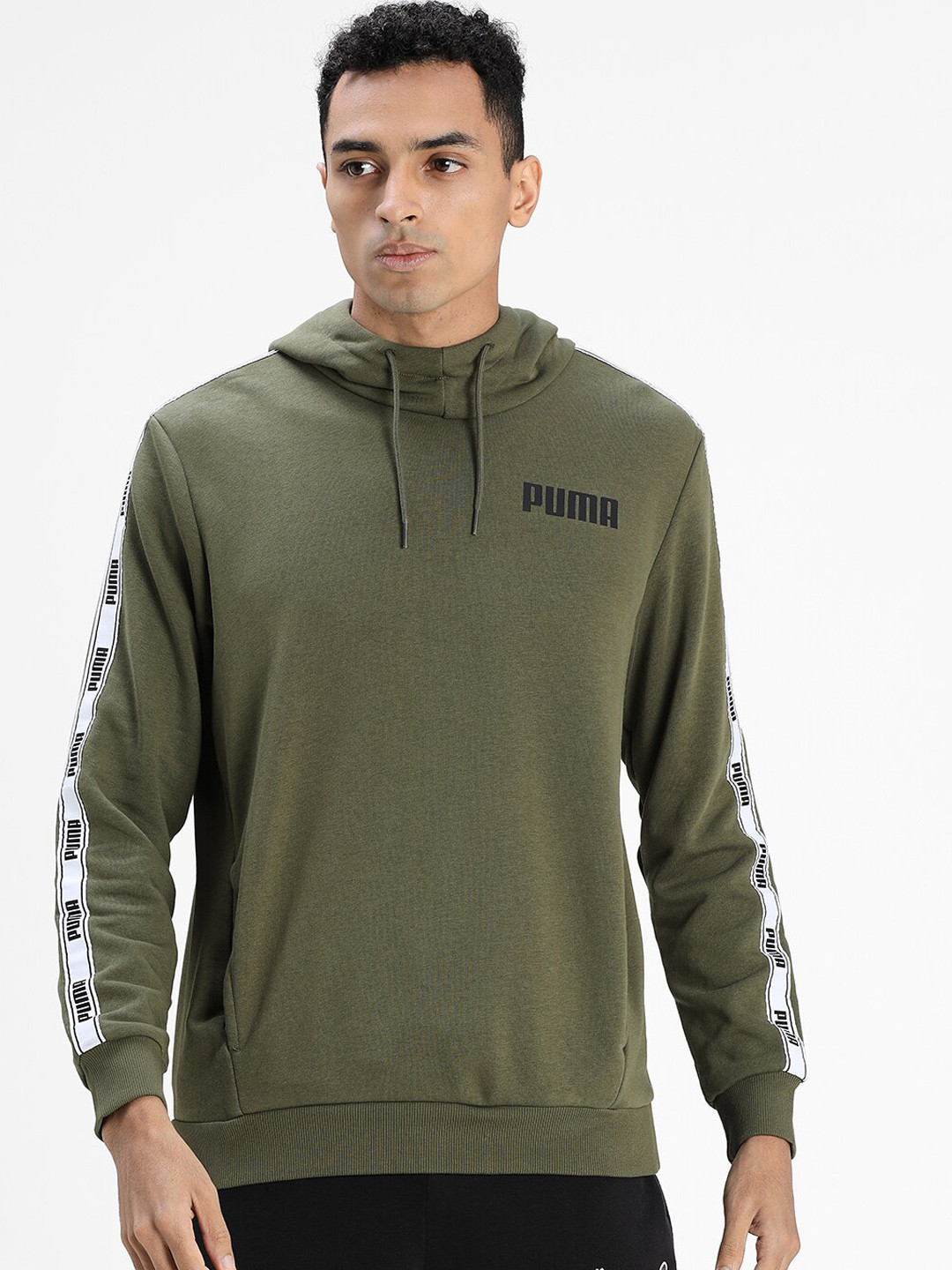 Buy Puma Men Olive Green Hooded Sweatshirt - Sweatshirts for Men ...