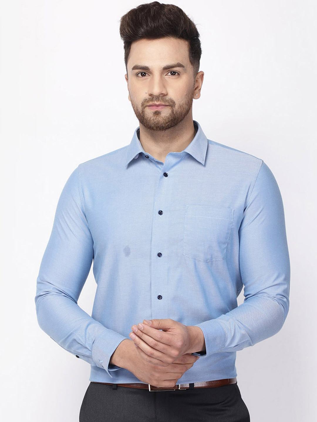 Buy Blackberrys Men Blue India Slim Fit Cotton Casual Shirt - Shirts ...