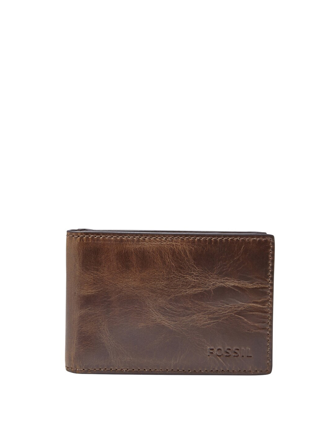 Buy Fossil Men Brown Textured Leather Two Fold Wallet - Wallets for Men ...