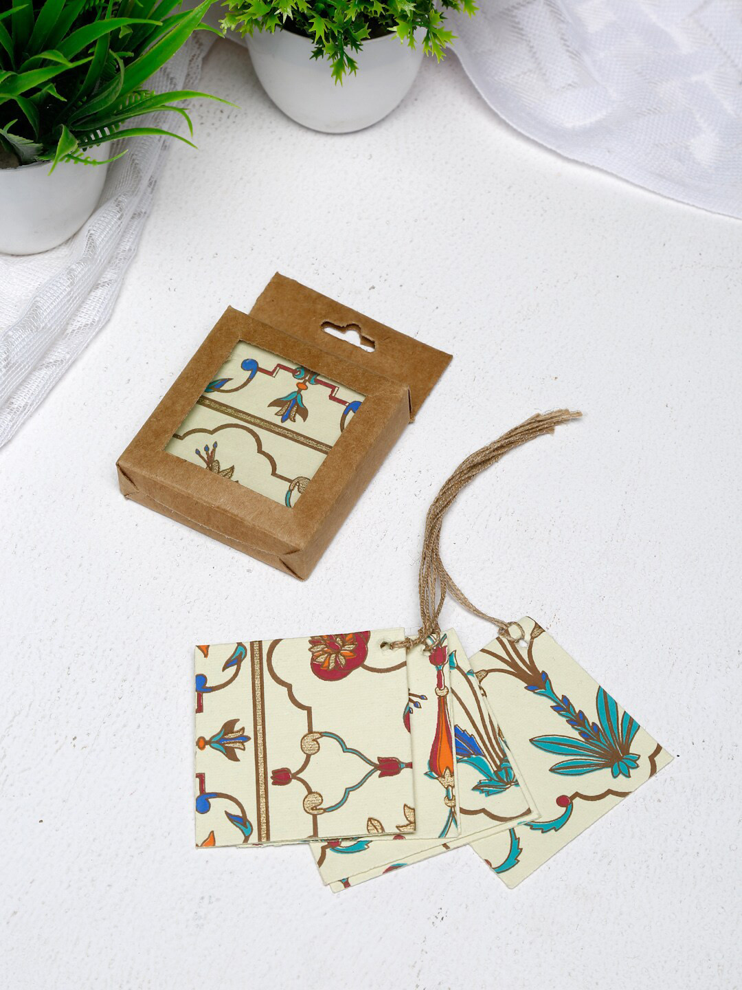 Buy Fabindia Set Of 10 Beige Taj Mahal Printed Gift Tags - Accessory ...