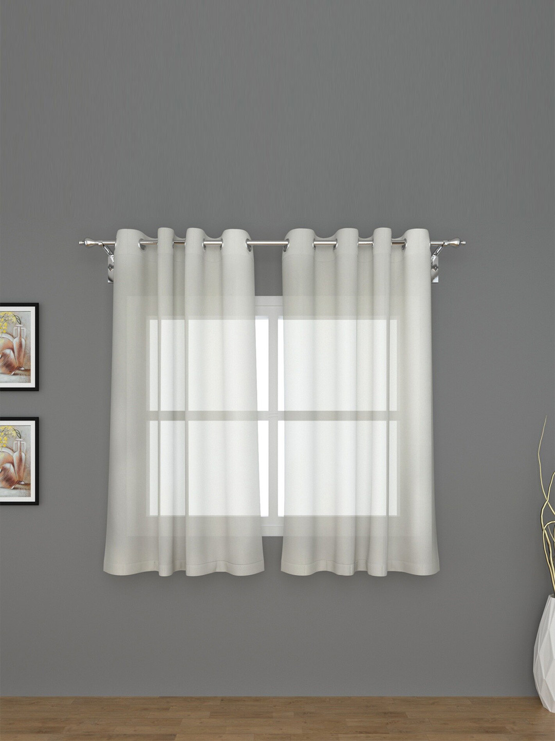 Buy Home Centre Set Of 2 White Sheer Door Curtain - Curtains And Sheers ...