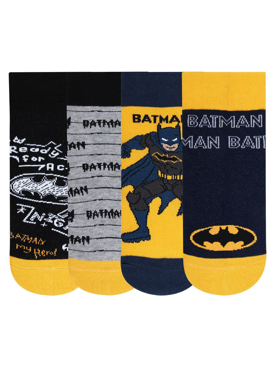Buy Bonjour Boys Pack Of 4 Assorted Batman Featured Ankle Length Socks ...