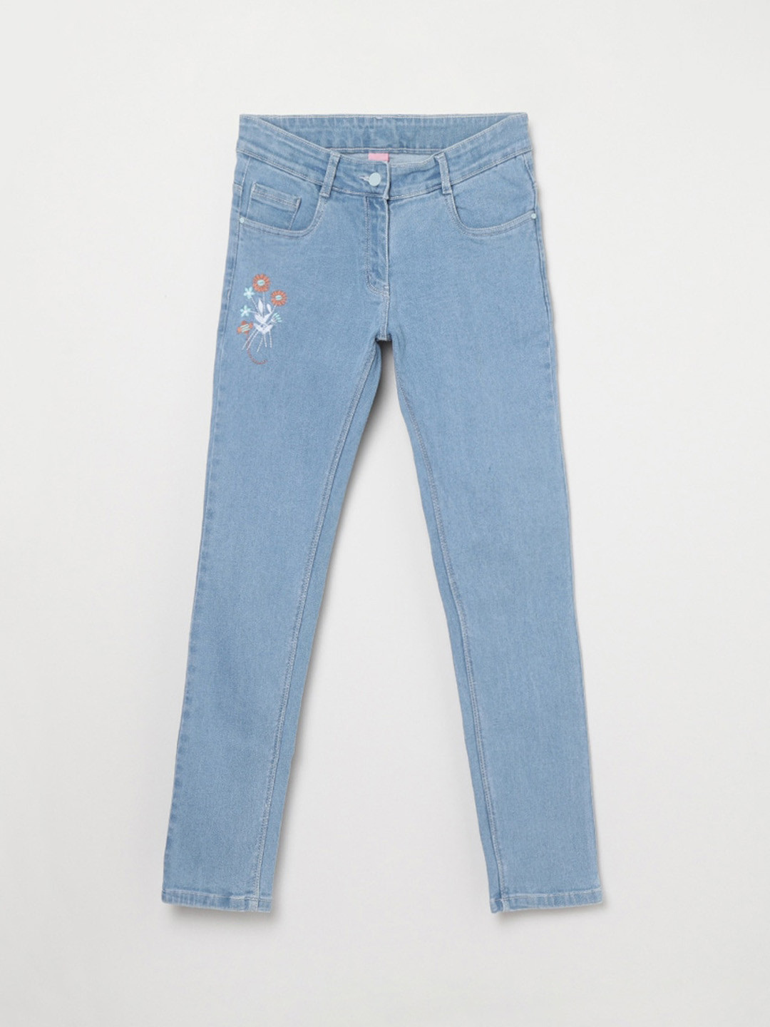 Buy Max Girls Blue Slim Fit Embroidered Stretchable Jeans - Jeans for ...