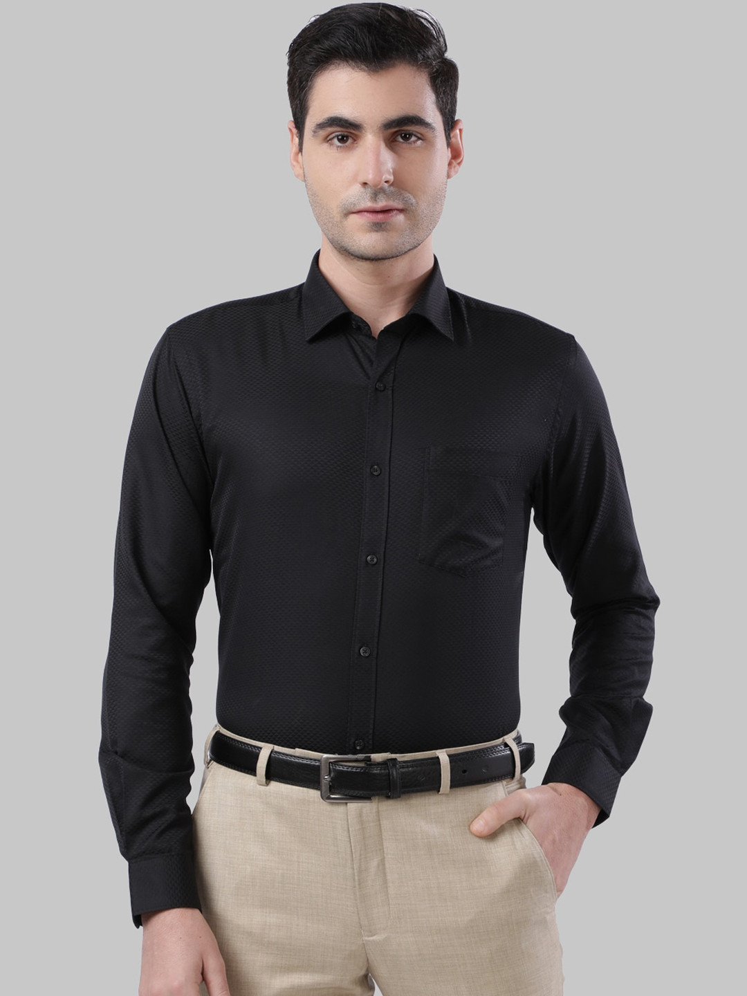 Buy Next Look Men Black Slim Fit Printed Formal Shirt - Shirts for Men ...