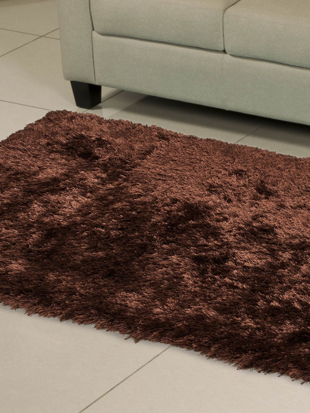 Buy Home Centre Brown Solid Eyelash Rectangular Carpet - Carpets for ...