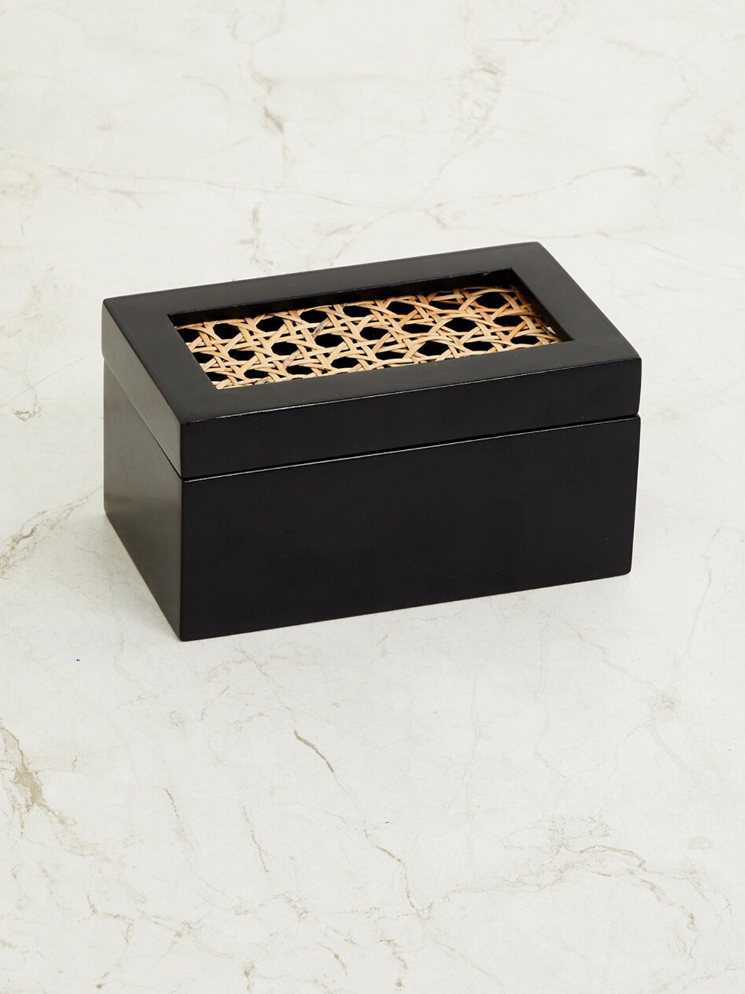 Buy Home Centre Black & Gold Toned Splendid Ceramic HS Cane Box ...
