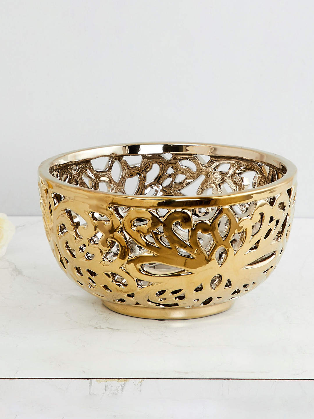 Buy Homecentre Gold Stellar Celestial Carved Decorative Bowl ...