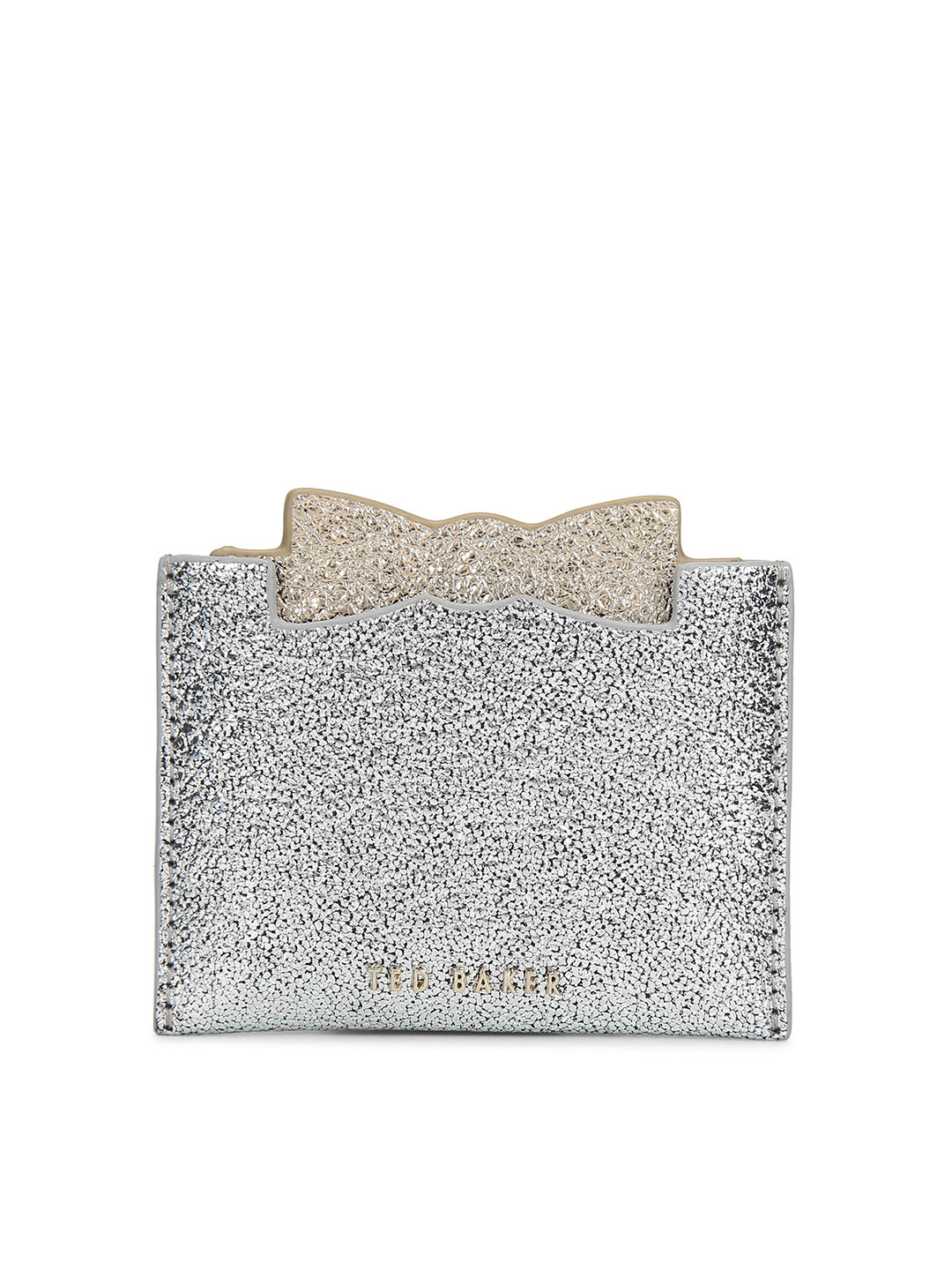 Buy Ted Baker Women Silver Textured Embellished Synthetic Card Holder ...