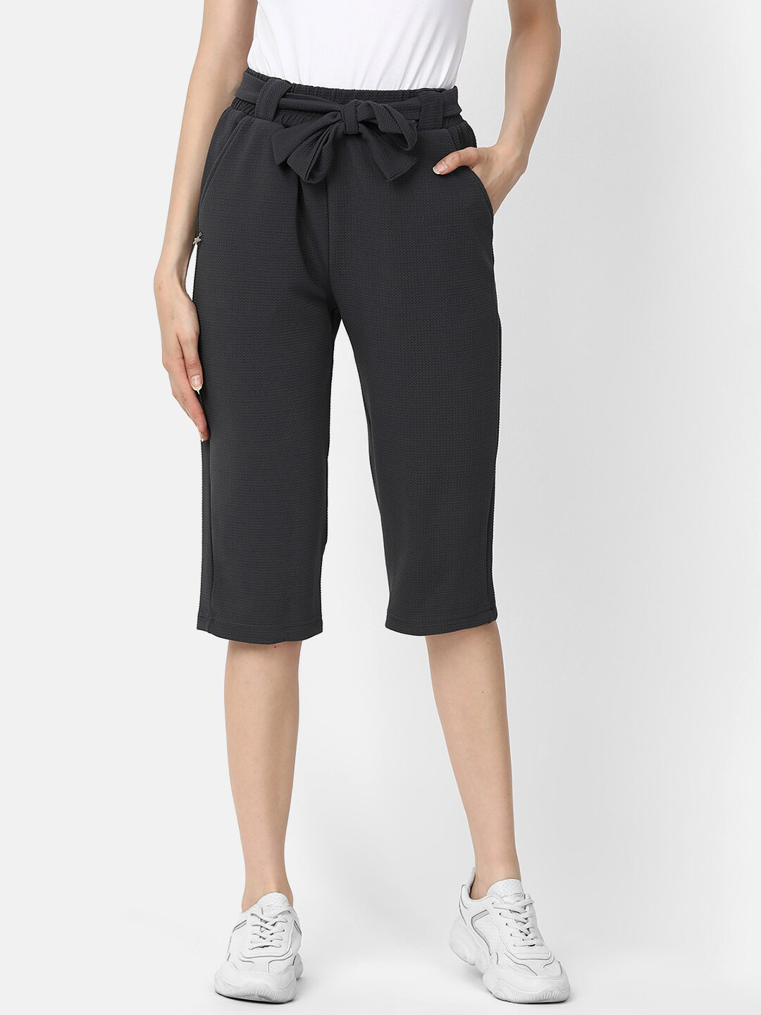Buy V2 Value & Variety Women Grey Solid Capris - Capris for Women ...