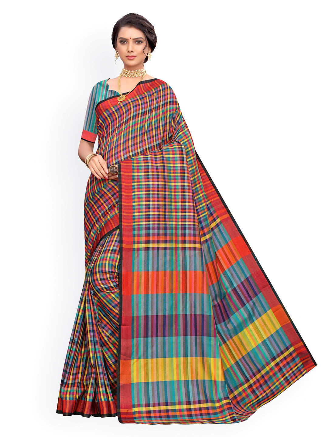 Buy KALINI Multi Checked Saree - Sarees for Women 14439208 | Myntra