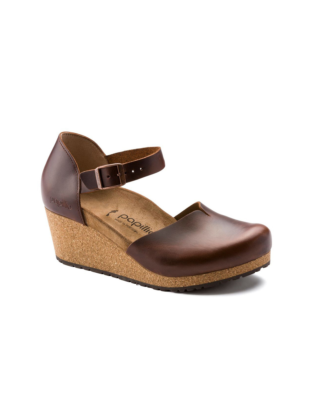 Buy Birkenstock Mary Cognac Narrow Width Natural Leather With A Heel ...