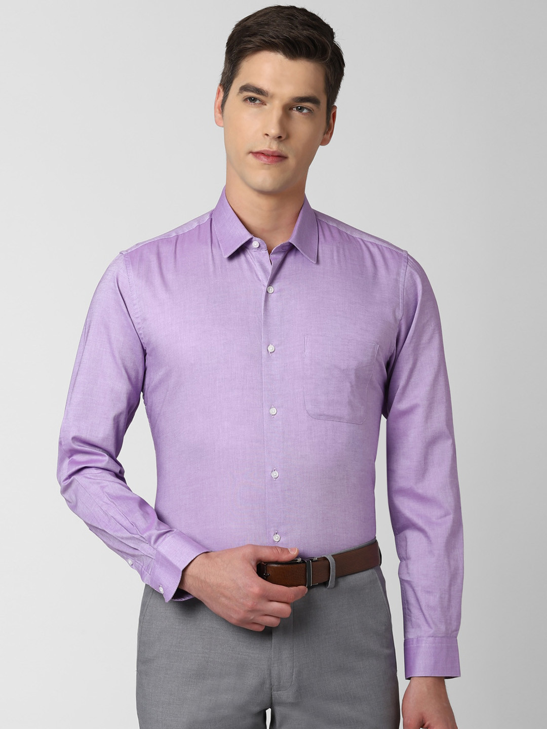 Buy Peter England Men Purple Slim Fit Pure Cotton Formal Shirt - Shirts ...
