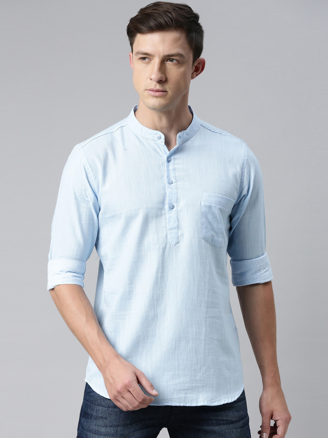 Buy Kryptic Men Blue Cotton Short Kurta - Kurtas for Men 14592848 | Myntra