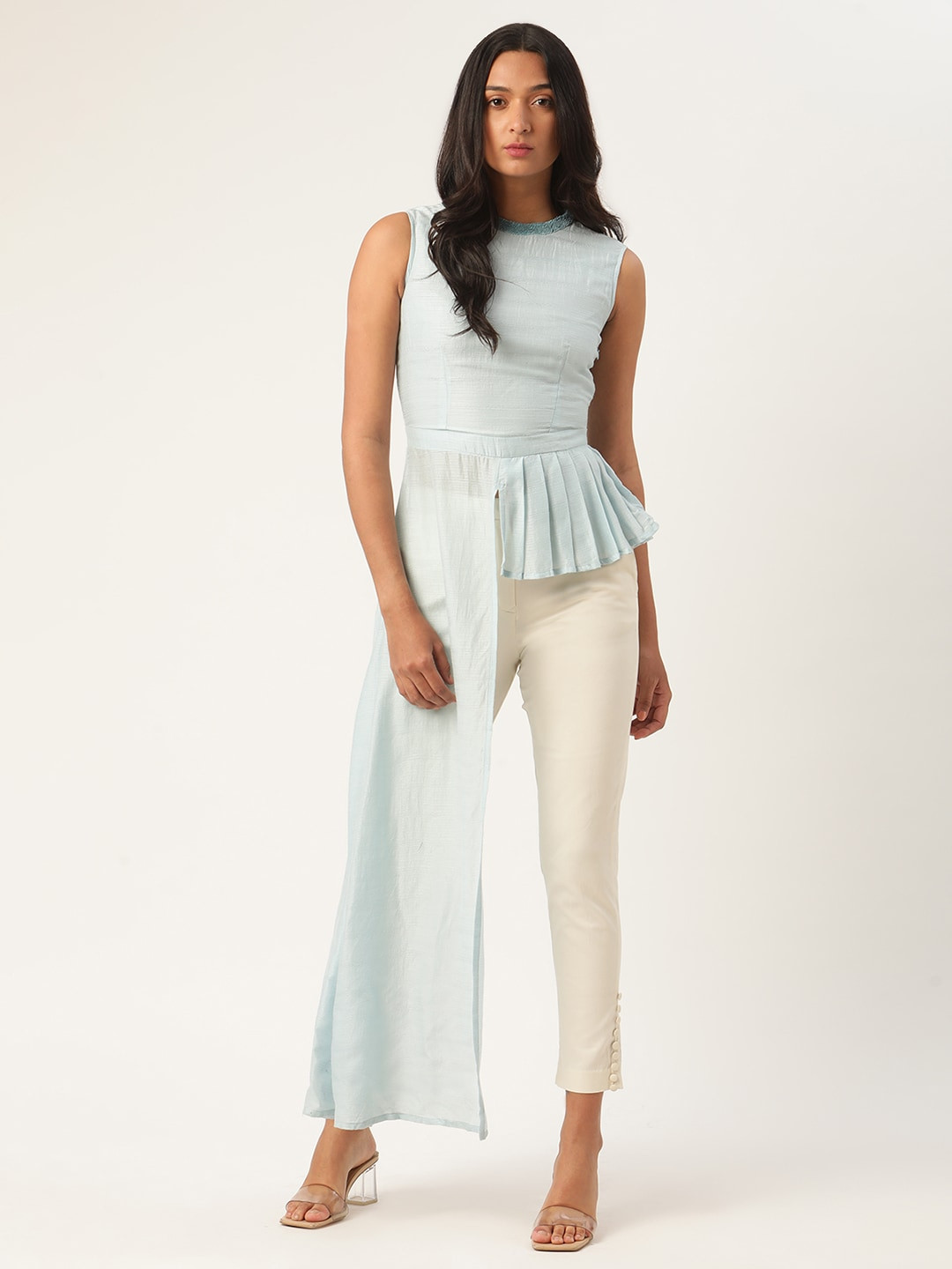 Buy ROOTED Turquoise Blue Peplum Longline Top - Tops for Women 14581172 ...