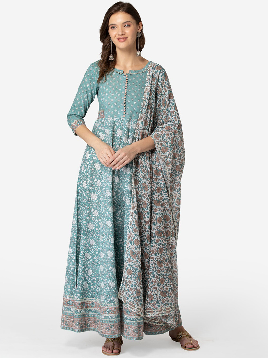 Buy TARA C TARA Blue Floral Maxi Dress - Ethnic Dresses for Women ...