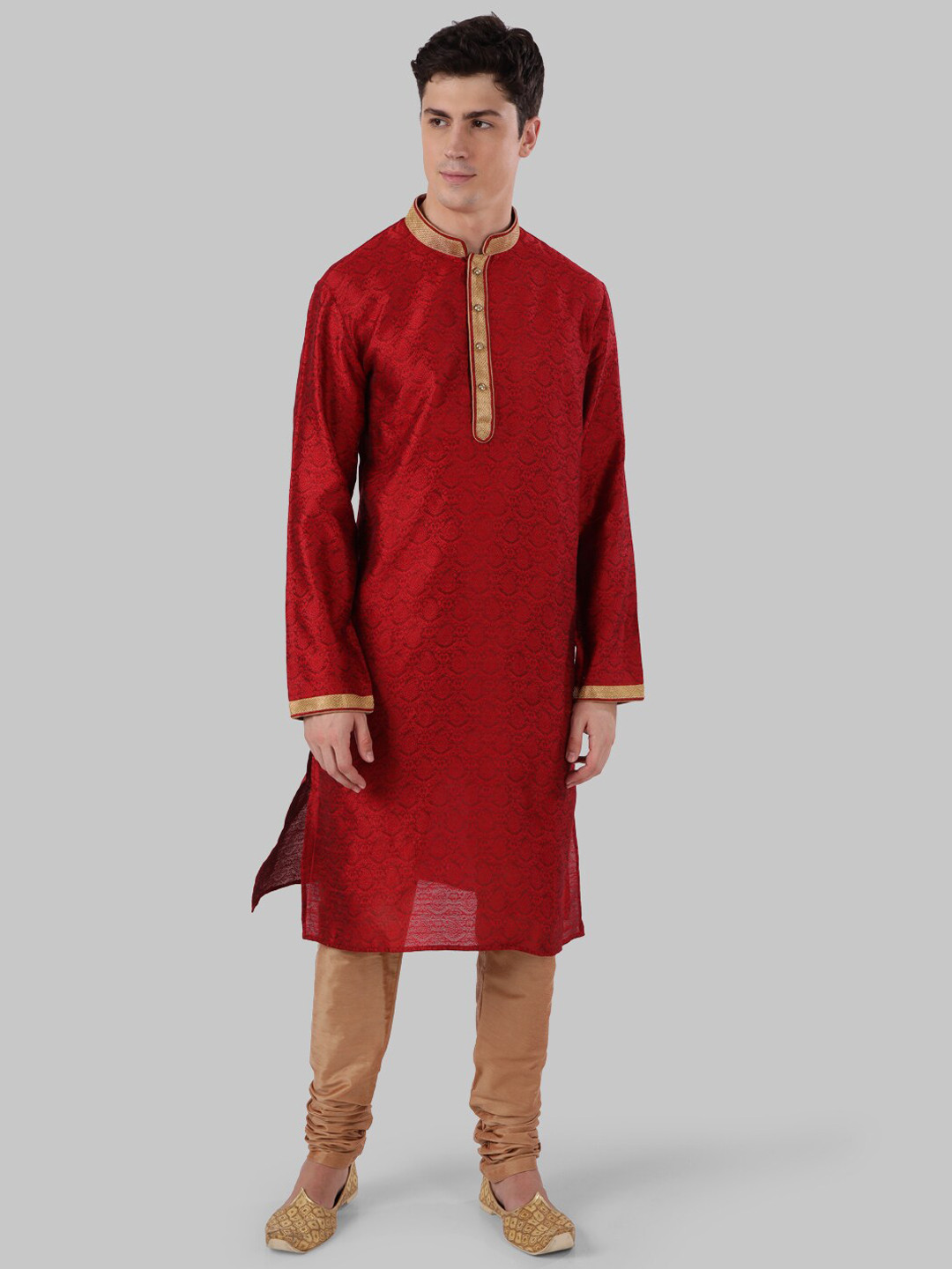 Buy Ethnix By Raymond Men Maroon Ethnic Motifs Kurta - Kurtas for Men ...