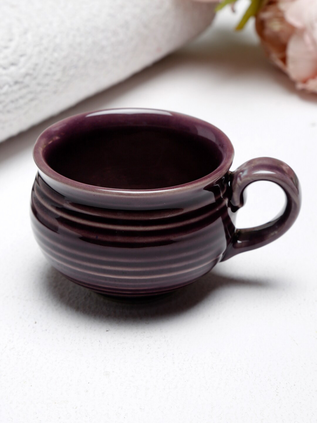 Buy Fabindia Purple Textured Ceramic Glossy Cup - Cups And Mugs for ...