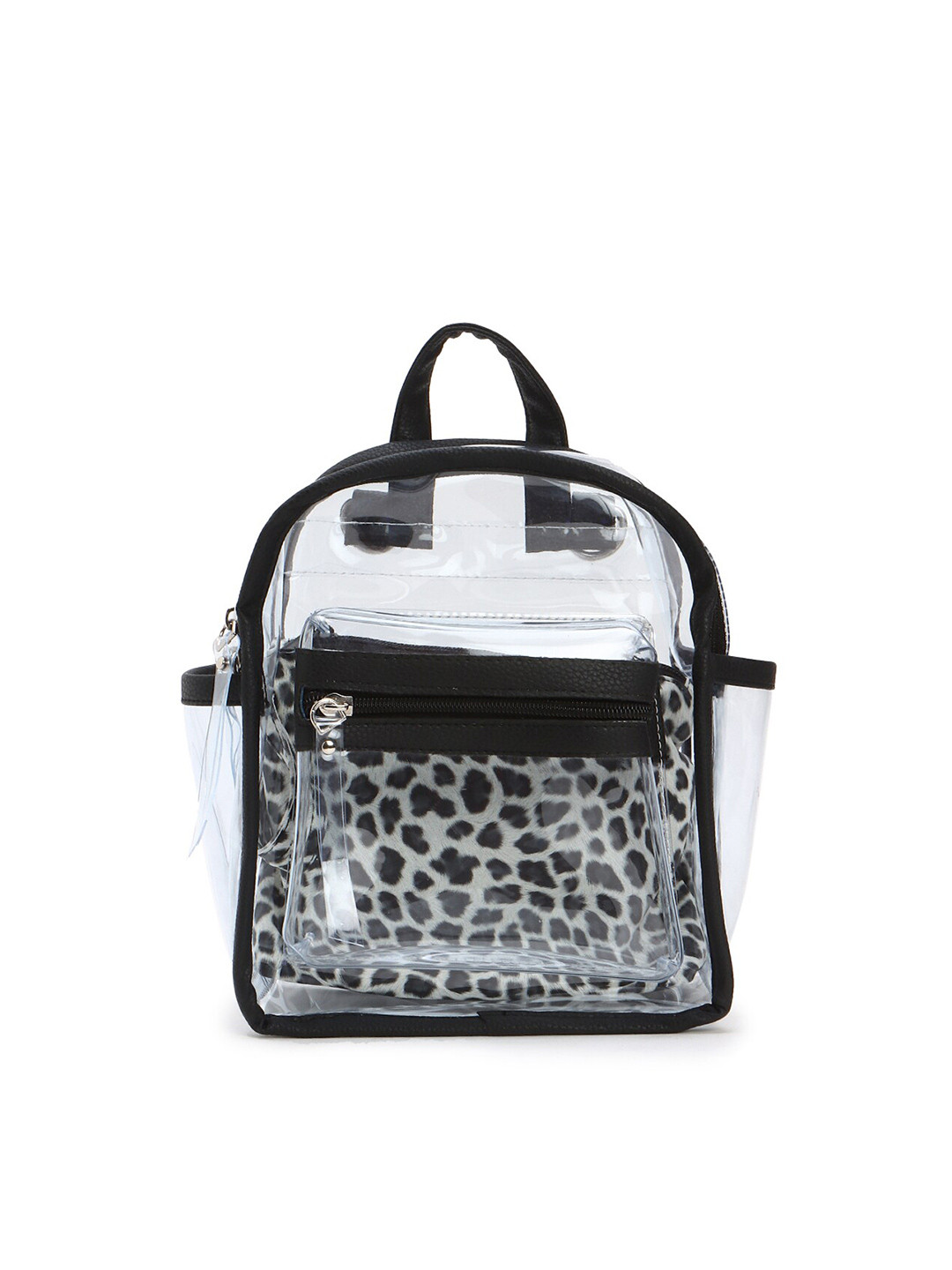 Buy FOREVER 21 Women Black & White Mini Transparent Backpack ...