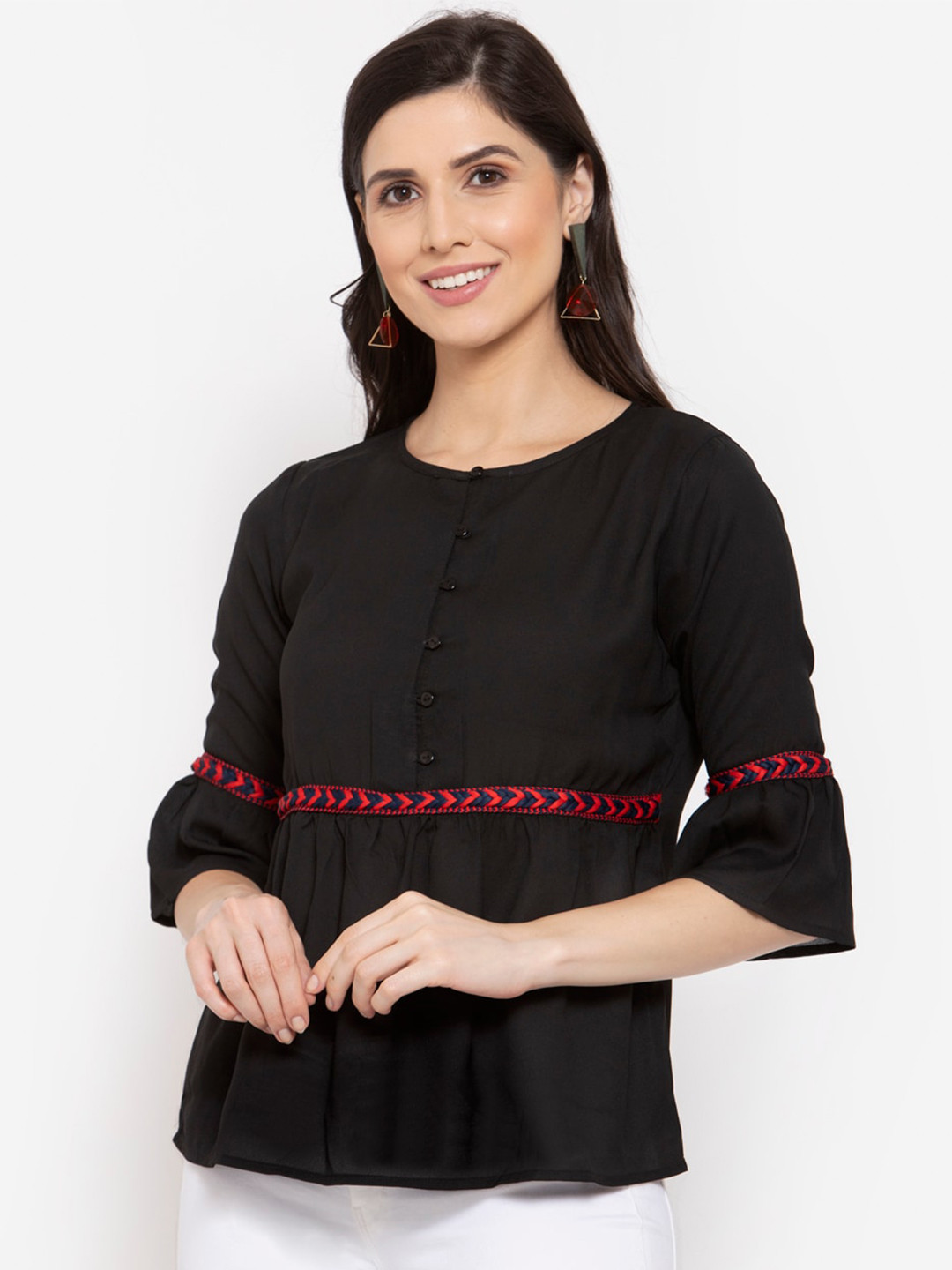 Buy Style Quotient Black Solid Crepe A Line Top - Tops for Women ...