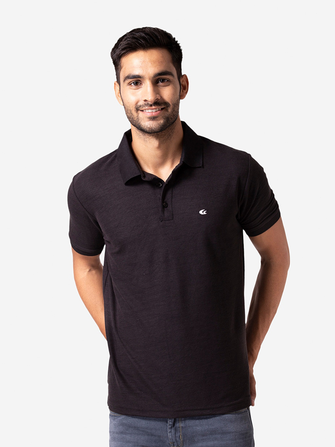 Buy Allen Cooper Men Black Polo Collar T Shirt - Tshirts for Men ...