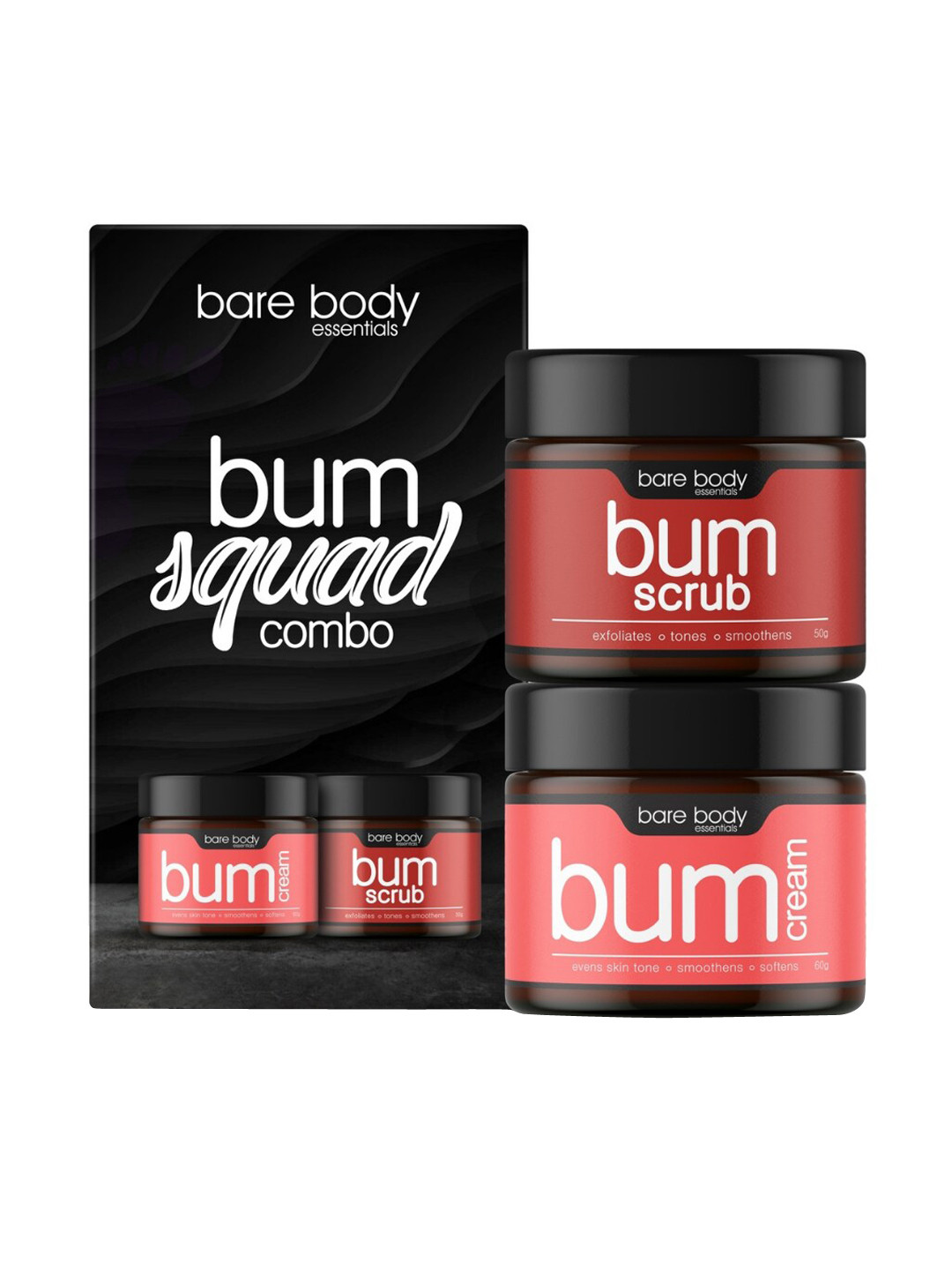 Buy Bare Body Essentials Bum Squad Combo Bum Scrub & Bum Cream 110g ...