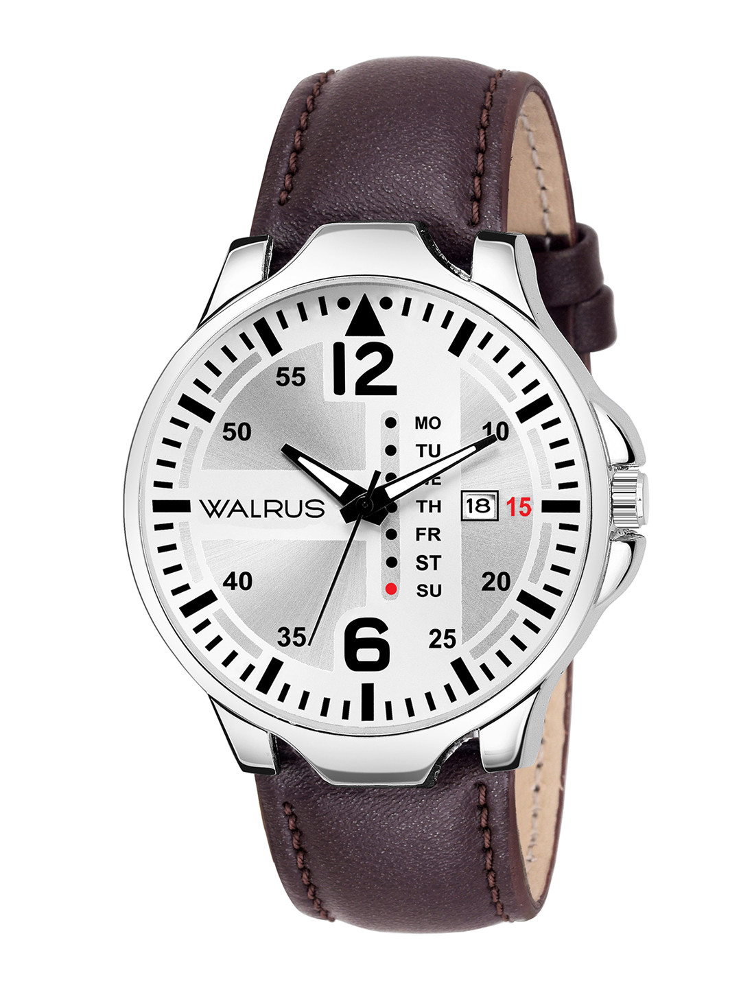 Buy Walrus Men Silver Toned Brass Dial & Brown Straps Analogue Watch ...