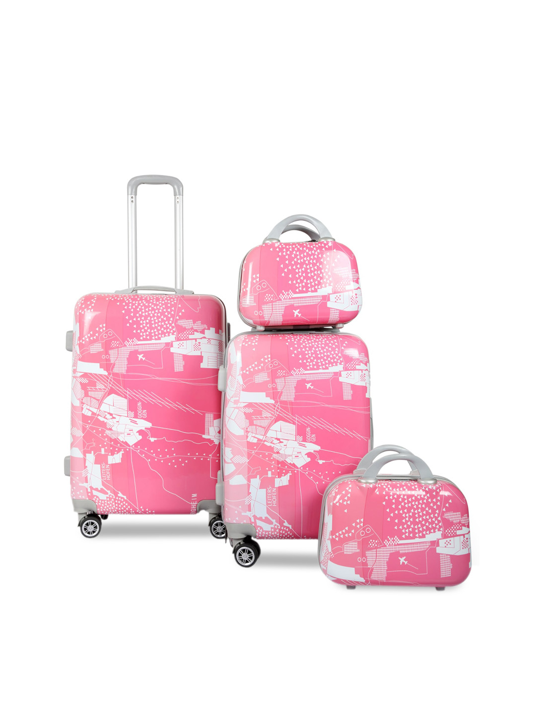 Buy Polo Class Set Of 2 Pink Travel Trolley Bag With 2 Vanity Bag ...