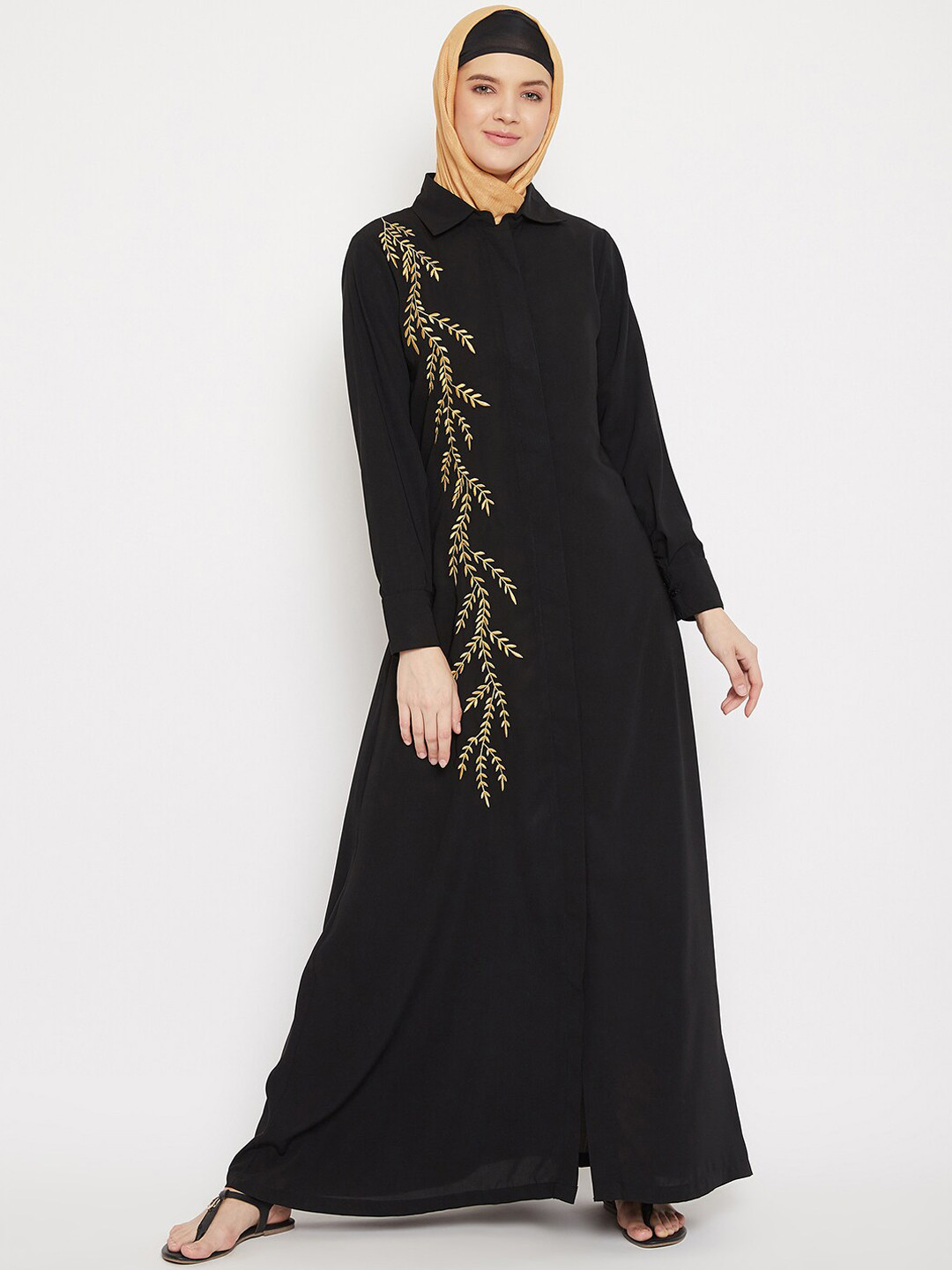 Buy MOMIN LIBAS Black Embroidered Abaya Burqa - Burqas for Women ...