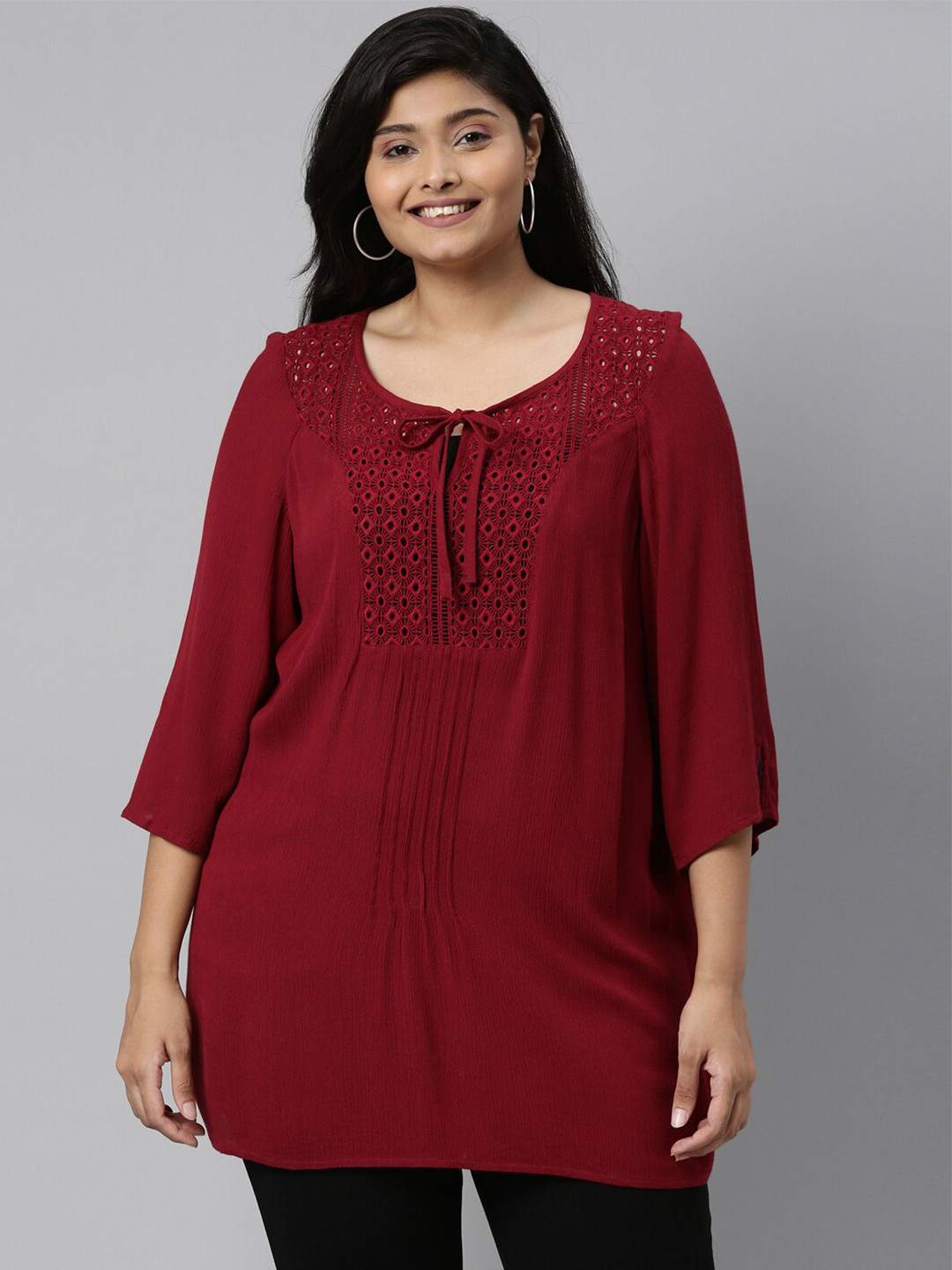 Buy The Pink Moon Maroon Viscose Rayon Tunic - Tunics for Women ...